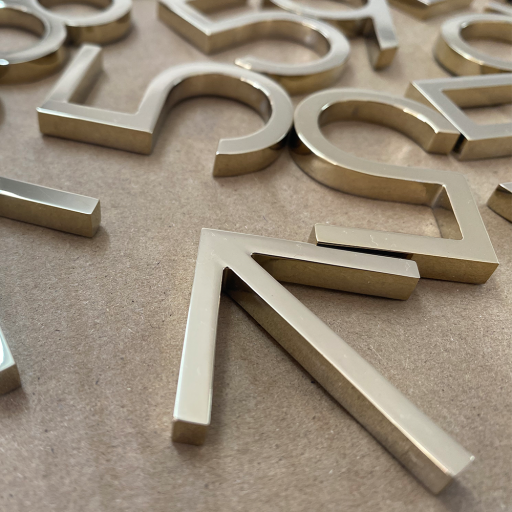 Individually Cut Stainless Steel Letters electroplating Gold Color ...